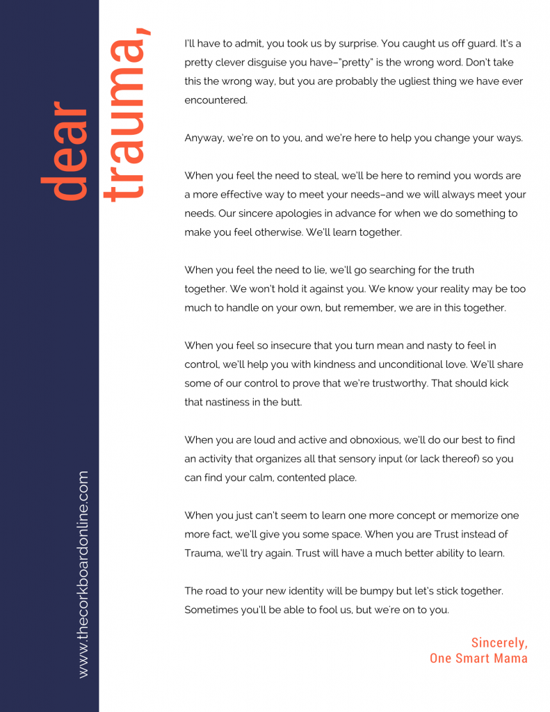 An Open Letter to Trauma – Melissa Corkum